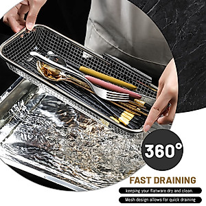 LELE LIFE 4Pcs Silverware Organizer Utensil Organizer, 18/8 Stainless Steel Mesh Kitchen Drawer Organizer, Raised Bottom Flatware Cutlery Organizer in Drawer, Silverware Tray Holder