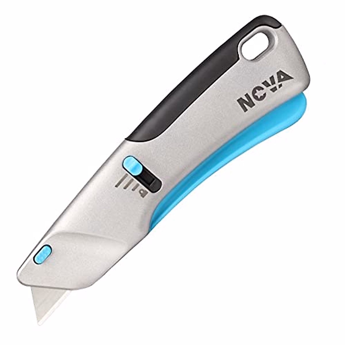 Nova Squeeze Trigger Utility Knife and Heavy Duty Box Cutter, Self Retractable Safety Knife, Ergonomic Aluminum Body, Safety-Lock Design, Durable and Safe