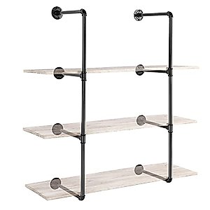 LIANTRAL Industrial Shelves Wall Mount Iron Pipe Shelving Bracket for Garage Storage Home Decor