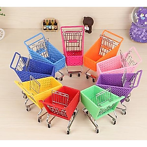 DOITOOL Miniature Grocery Cart Mini Supermarket Handcart 5.39x 5.5 in Mini Shopping Cart Shopping Utility Cart Shopping Grocery Cart Mode Storage Toy Desk Organizers Mini Shopping Cart (Random Color)