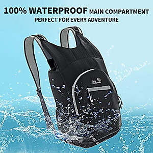 Outlander 100% Waterproof Hiking Backpack Lightweight Packable Travel Daypack(Black) 25L