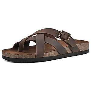 WHITE MOUNTAIN Women's Hobo Footbed Sandal, Brown/Leather, 8 M