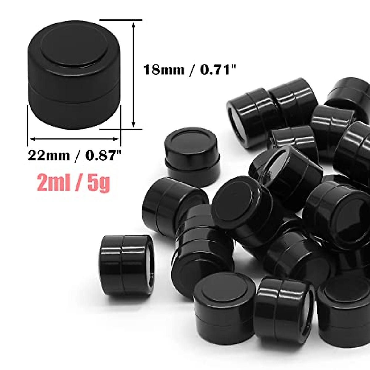suiwotin 150pcs 2ML Silica Gel Containers, Non-Stick Wax Containers, Multi Use Storage Jars for Wax, Oil Concentrate (Black)