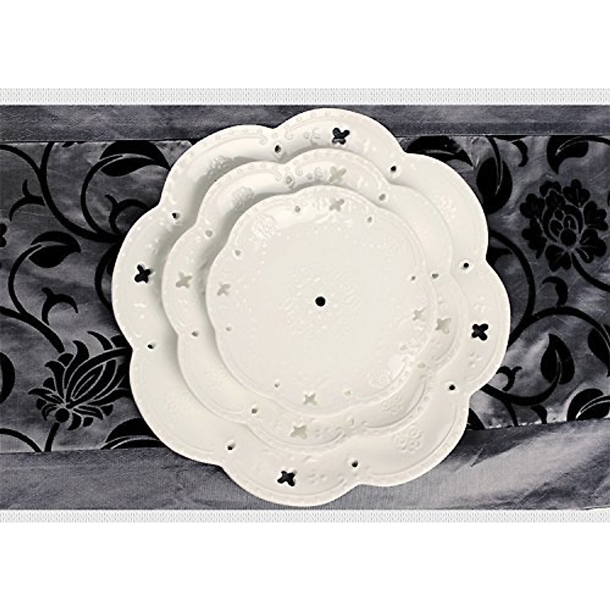 Cupcake Stand- Jusalpha 3-Tier White Porcelain Cake Stand Dessert Stand-Cupcake Stand-Tea Party Serving Platter, Comes in a Gift Box- Free Sugar Tong