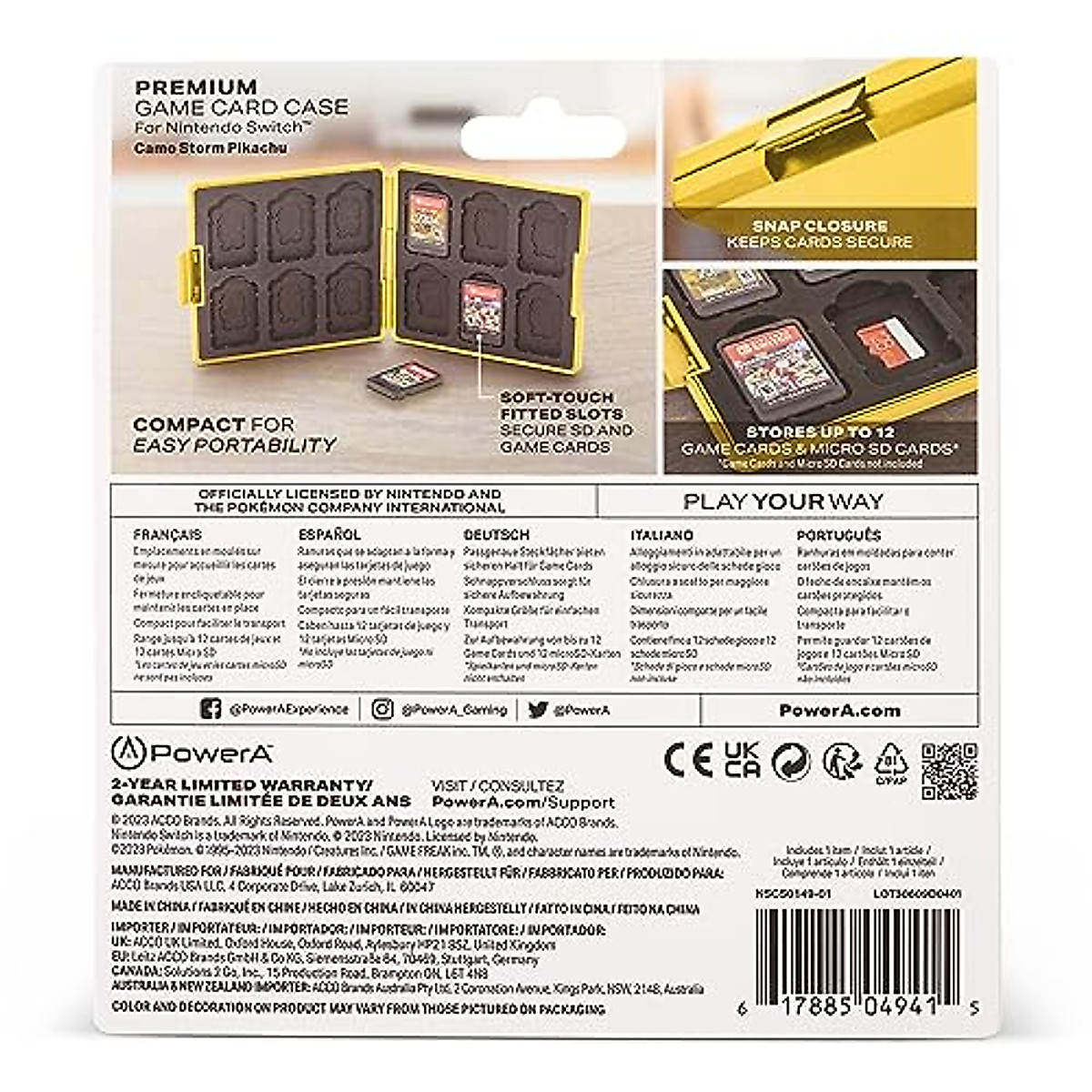 PowerA Premium Game Card Case for Nintendo Switch - Camo Storm Pikachu