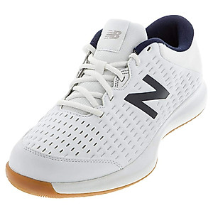 New Balance Men's 696 V4 Hard Court Tennis Shoe, White/Navy, 12 M US