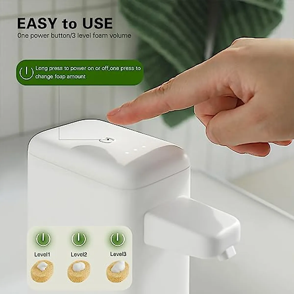 QANYI Automatic Foaming Soap Dispenser, USB Rechargeable Auto Sensor 3 Gear Foam Adjustable, 13.5oz/400ML PETG+ABS Wall Mount Soap Dispenser, Touchless Hand & Dish Soap Pump for Bathroom, Kitchen