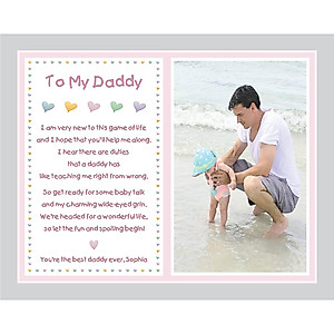 Baby Girl to Daddy Gift for Valentine's Day or Birthday, 8x10 Print Personalized with Name and Photo