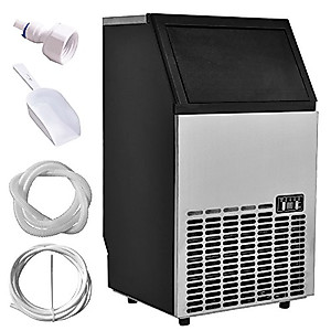 USzon Built-in Stainless Steel Commercial Ice Maker Portable Ice Machine Restaurant (Silver)