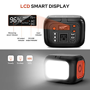 Portable Power Station 97Wh Power Bank 26400mAh Battery Pack Fasting Charging 150W AC Outlet Solar Generators with Wireless Charging Battery Bank LED Flashlight Power Supply for Camping RV Emergency