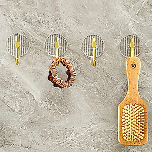 Thinslimer 8 Pack Adhesive Hooks Acrylic Wall Hooks Decorative Gold Towel Hook Strong Adhesive Wall Tools for Hanging Towels Hats Bags Keys (Gold)