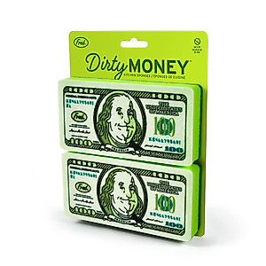 Genuine Fred, Dirty Money, Kitchen Sponges, Set of 2, Green (5286467)