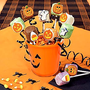 Triumpeek Halloween Pumpkin Trick Treat Bucket, Set of 6 Halloween Jack O Lantern Pails, Trick or Treat Bucket, Portable Plastic Candy Pumpkin Pails