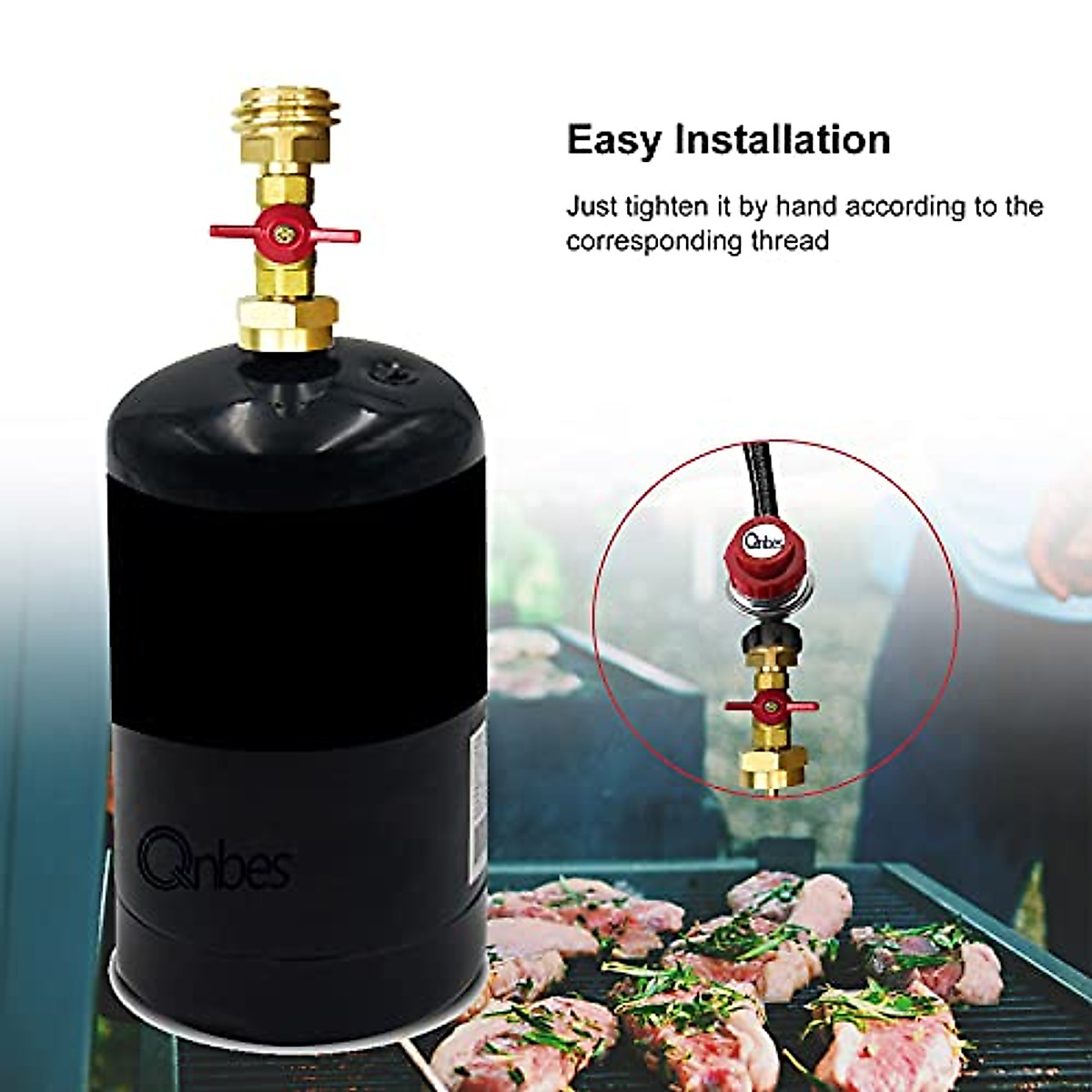 1lb to 20lb Propane Tank Adapter with Valve for Safe Outdoor Cooking