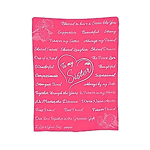 Fleece Pink Sisters Quote Blanket - Cozy Flannel Throw - Heartfelt Gift for Sisters & Best Friends