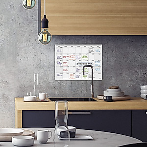 JJPRO Non-Magnetic Reusable Monthly Calendar Whiteboard Clings to All Smooth Surfaces. Monthly Planning Board for Refrigerator, Cabinet,Door&Stainless Fridge, 6 Markers Included!