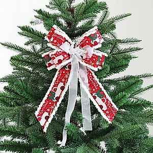 Christmas Ribbon Velvet Wired Edge, 2.5 Inches x 6.5 Yards Merry Christmas Car Snowflake Trees Burlap Ribbon for DIY Wreaths Floral Bow Gift Wrapping Xmas Party Decoration
