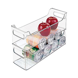 iDesign B00TFDFS6E Plastic Fridge and Freezer Storage Organizer Bin With Handles, Clear Bin for Food, Drinks, Produce Organization, BPA-Free , 14.5" x 5" x 5", Set of 2, Clear