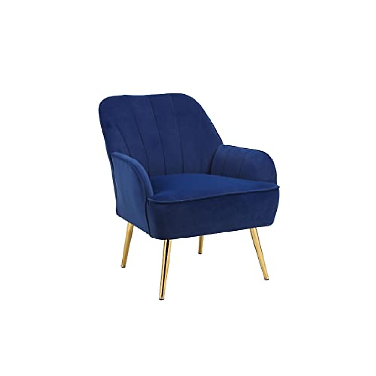 Goujxcy Modern Accent Chair, Velvet Living Room Chair, Club Chair Upholstered Tufted Decorative Reading Chair, Corner Side Chair, Vanity Chair for Bedroom, Living Room (Navy Blue)