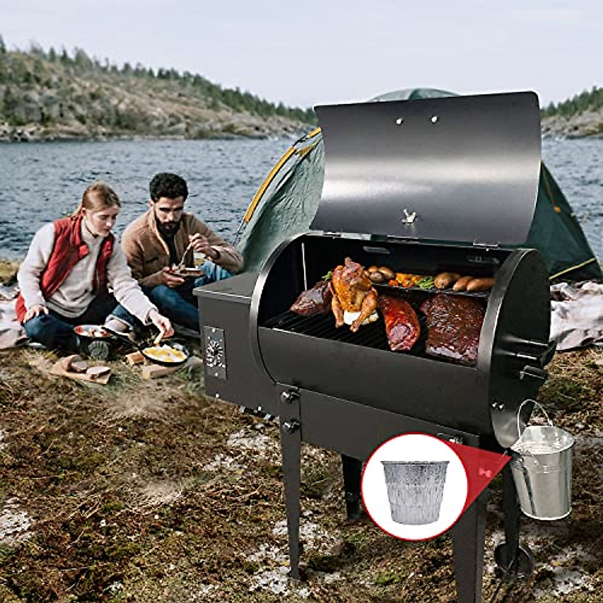 Entsong 15 Pack Drip Grease Bucket Liner Replacement for Traeger HDW152, Smoker Disposable Lines for Catching Grease, Compatible with Oklahoma Joe's, Z Grills, etc Grills Pellet