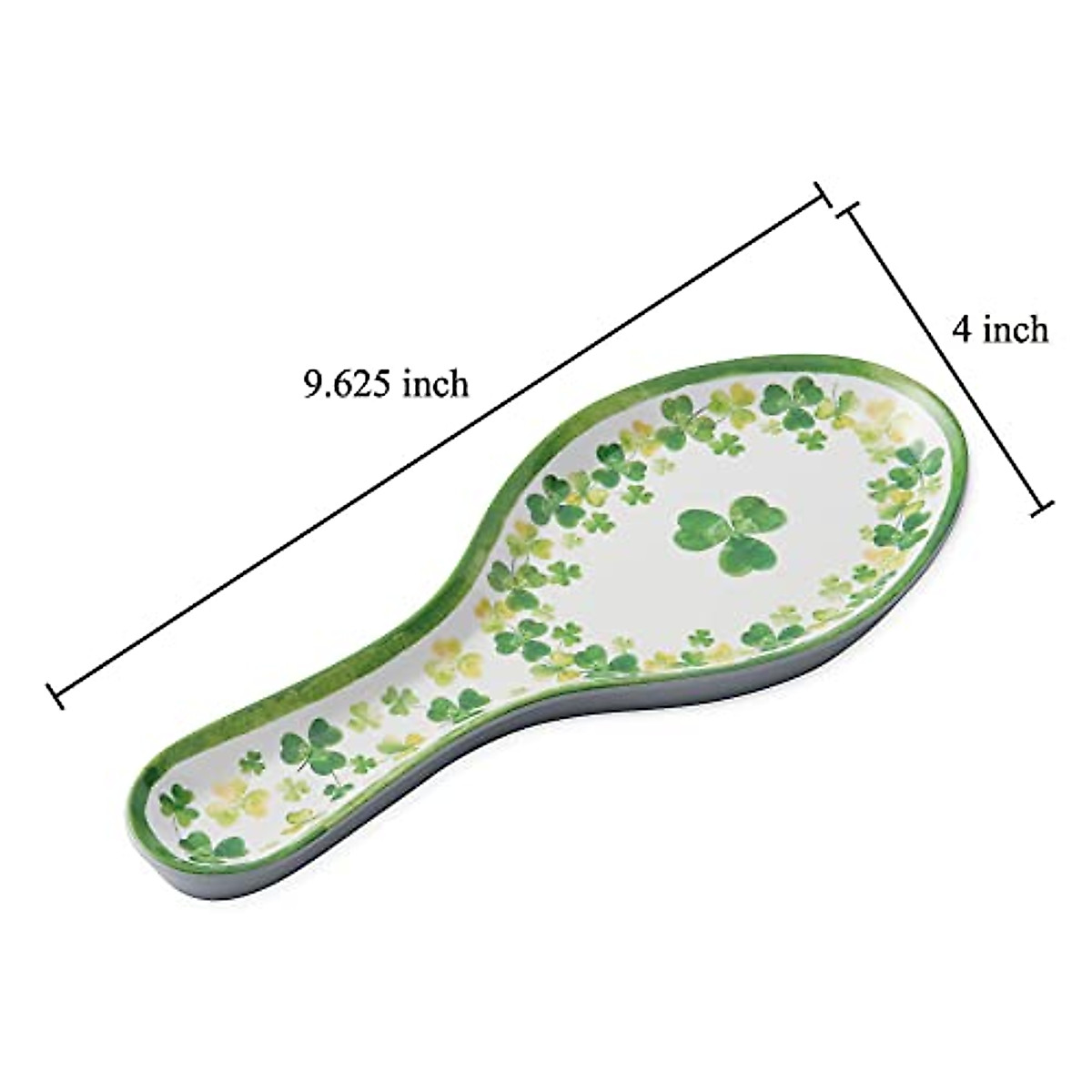 UPware Melamine Spoon Rest Spoon Holder Kitchen Utensil Holders 9.625 Inch for Kitchen Counter Dining Table (Shamrock)