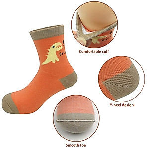 Zumou Toddler Kids Little Boys Fashion School Cotton Crew Socks 10 Pack (Size M(3-4T), Colorful)