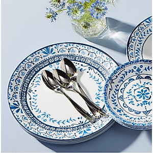 Corelle Vitrelle 4-Pieces 10.25" Glass Dinner Plates, Chip & Crack Resistant Glass Dinnerware Set Plates, Portofino