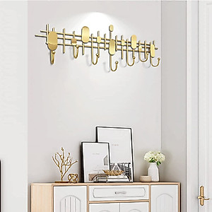 EAUSO Coat Hooks Wall Mounted Metal Coat Hook Wall Mounted Coat Rack Hanger Golden Heavy Duty Entrance Hook for Clothes Hat Key Towel and Bag Wall Hooks Door Hooks Coat Rack (Size : 7hooks) 7hooks