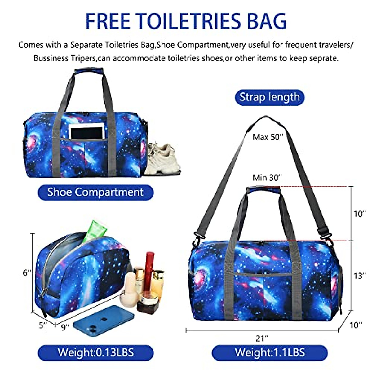 Tracebbg 50L Duffle Bag Women for Traveling with Shoe Compartment,Hospital Bags for Labor and Delivery,Overnight Bags for Women