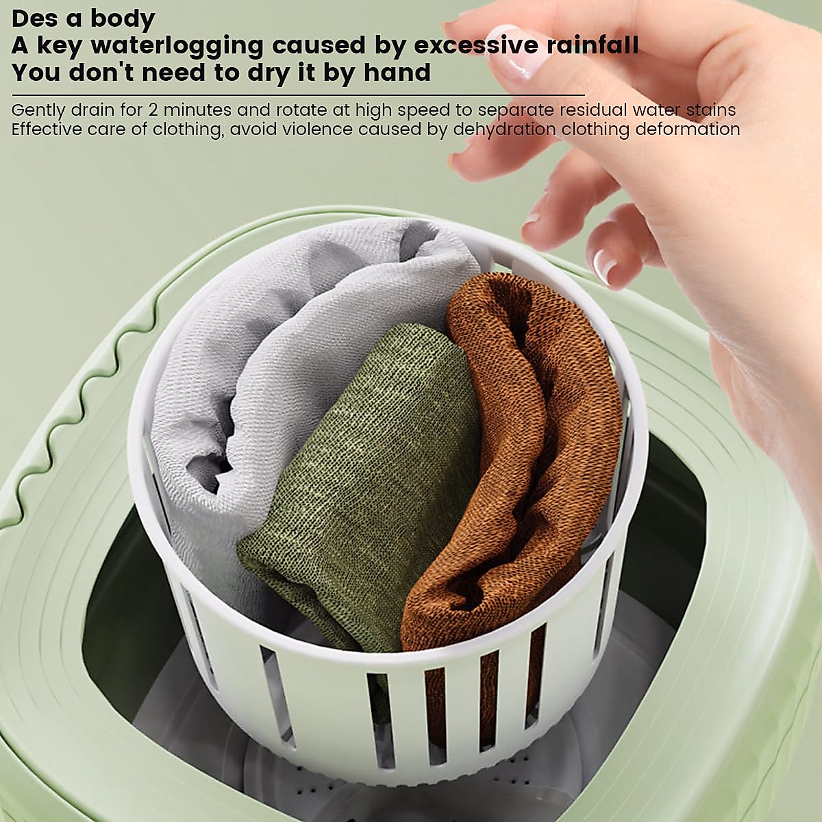 Mini Washing Machine Portable 6L, 12V 60W Folding Laundry Machine- 3 Adjustable Timing Modes, Durable Electric Washing Machine for Underwear Socks Toy Baby Clothes, for Dorm Camping RV Travel Laundry