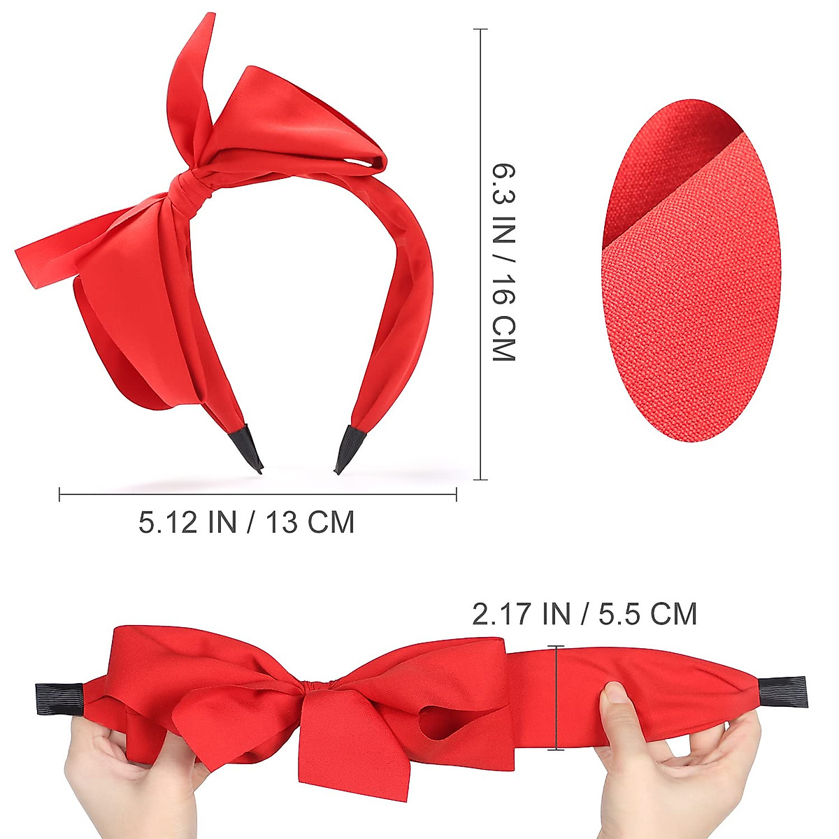 WantGor Bow Headbands for Women, Big Bowknot Hair Hoop, Hair Band Bows, Hair Accessories (Red, 1 Count Pack of 1)