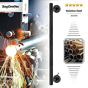 SAYONEYES 24 Inch Matte Black Towel Bar – Premium Grade SUS304 Stainless Steel Towel Holder Wall Mounted – Single Layer Black Towel Racks for Bathroom, Kitchen, Bedroom