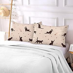 Halloween Black Cat Star Pillowcase for Hair and Skin Body Pillow Cover Bed Pillow Cases Standard Size 20"X 26" Pillow Cases Body Size with Zipper for Men