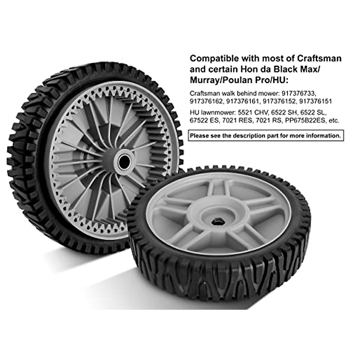 8 Inch Front Wheels Replaces for HU 581009202-2 Pack Drive Wheels Tires Compatible with Hon da Black Max Lawn Mower, Craftsman 917376161, HU 7021RES Self Propelled Mower, Replace 193912x460