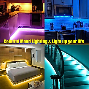 maylit 10 PCS Smart RGB Under Cabinet Lights Kit, Work with Alexa and Google Assistant, App and Remote Control, Music Sync Color Changing, Timer, Dimmable, for Cabinet, Counter, Shelf, Bookcase