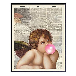 Michelangelo Cherub Renaissance Wall Art - Angel Decor Picture - Upcycled Dictionary Art for Nursery, Girls Bedroom, Baby Room, Bathroom, Living Room - Vintage Gift for Women