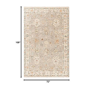SAFAVIEH Samarkand Collection 6' x 9' Light Grey/Beige SRK106F Hand-Knotted Traditional Wool Area Rug