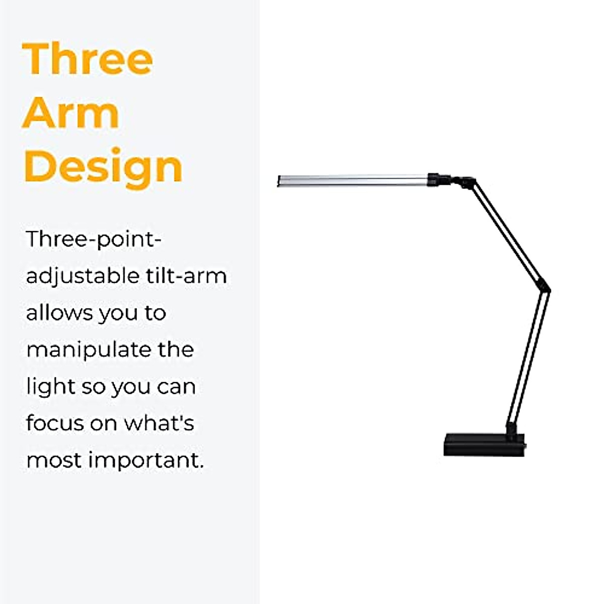 V- Light Advantus Energy Efficient LED Desk Lamp, Black and Silver 3 x 3 x 21.5