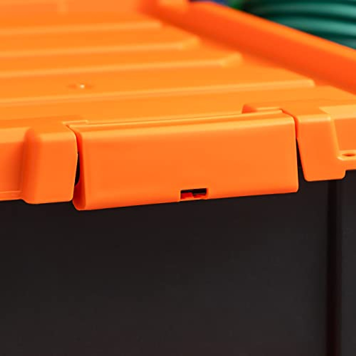 IRIS USA 11 Gallon Loackable Storage Totes with Lids, 2 Pack - Orange Lid, Heavy-Duty Durable Stackable Containers, Large Garage Organizing Bins Moving Tubs, Rugged Sturdy Equipment Utility Tool Box