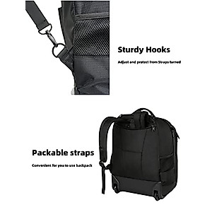 MATEIN Wheeled Backpack, 18 inch Laptop Backpack with Wheels for College, Rolling Travel Backpack, Carryon Trolley Luggage Suitcase Compact Business Computer Bag for Men Women, Black