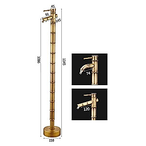 ManiCrown Full Copper Vintage Garden Water Column with Faucet, Modern Freestanding Water Fountain Yard Water Dispenser, Patio Watering Car Wash Hose for Tub/mop Pool