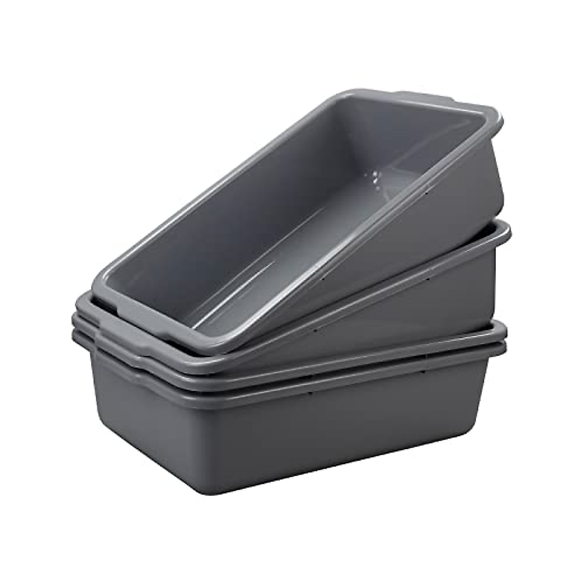 Waikhomes 4-Pack 35 L Grey Bus Box, Large Utility Bus Tub, Plastic Commercial Dish Pan Set