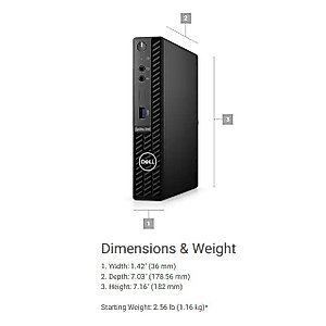 Dell 2022 Newest Optiplex 3090 Micro Form Factor Business Desktop, Intel Core i5-10500T, 16GB RAM, 1TB PCIe SSD, DisplayPort, RJ-45, Wi-Fi 6, Bluetooth, Wired Mouse&Keyboard, Windows 11 Pro, Black
