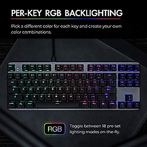 Tecware Phantom L, Low Profile Mechanical Keyboard, RGB LED, Outemu Blue Switch…