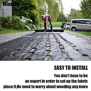 Mininfa Weed Barrier 6ft x150ft (When Unfold), 3.8OZ Heavy Duty Woven Landscape Fabric, Polypropylene Eco Friendly Weed Block for Outdoor or Greenhouse