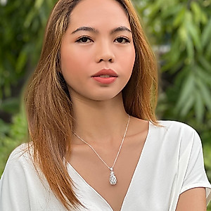 Sterling Silver Large Pineapple Pendant Necklace, 16+2" Extender