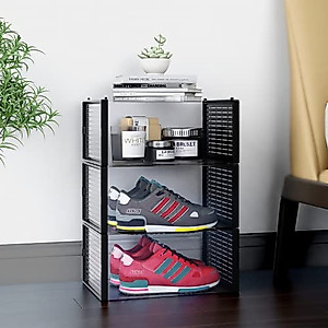 WALL QMER Clear Shoe Boxes, For AJ Shoes, 6 Pack, Stackable, Crystal Clear Shoe Storage, Easy to Assemble, Sturdy, Versatile Shoe Organizer