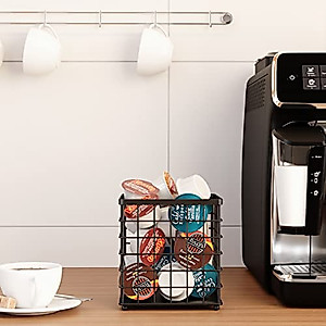 HORIAMIT Coffee Pod Holder Coffee Organizer, K Cup Holder for Counter K pod Container, Creamer Holder, Coffee Bar Accessories Basket Black K Pods Storage