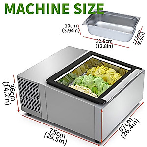 Wixkix White Hard Ice Cream Showcase, Gelato Dipping Cabinet Gelato Display Refrigerator, Digital Control Panel Countertop Display Case Freezer for Dessert Shop