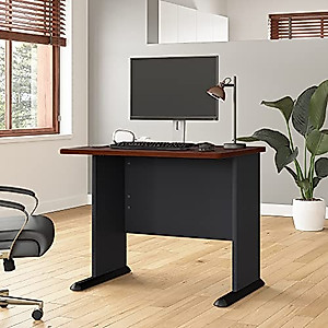 Bush Business Furniture Series A 36W Desk in Hansen Cherry and Galaxy,Black and Brown